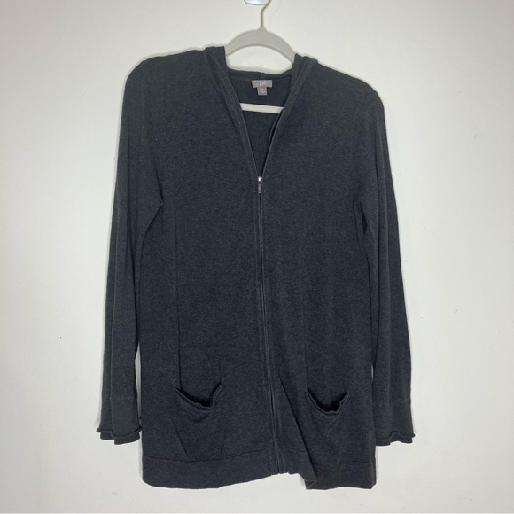 J. Jill | Sweaters | J Jill Gray Cotton Hooded Zip Up Cardigan Sweater ...
